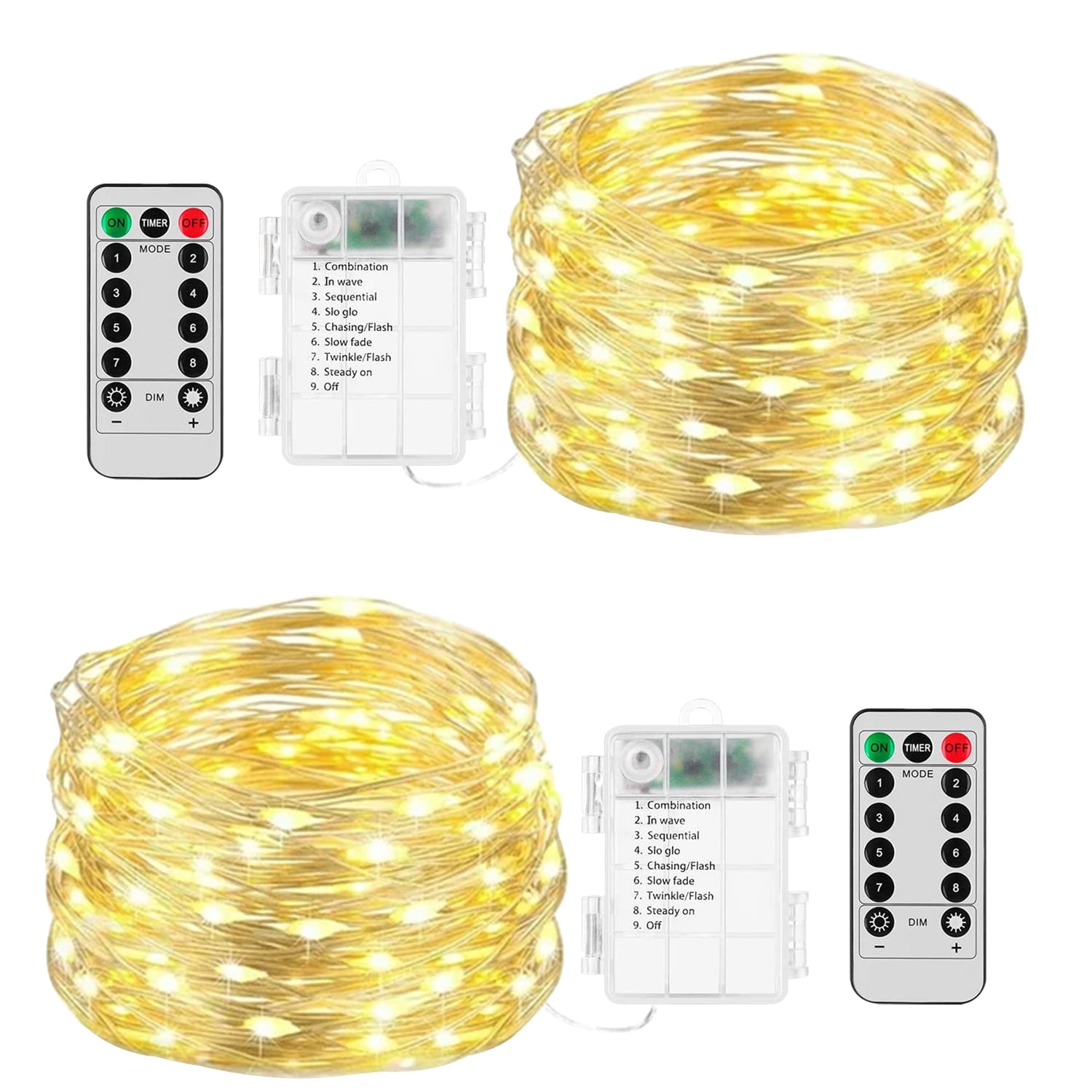 66 ft 100 LED 2Packs Battery Operated String Lights, Starry Fairy ...