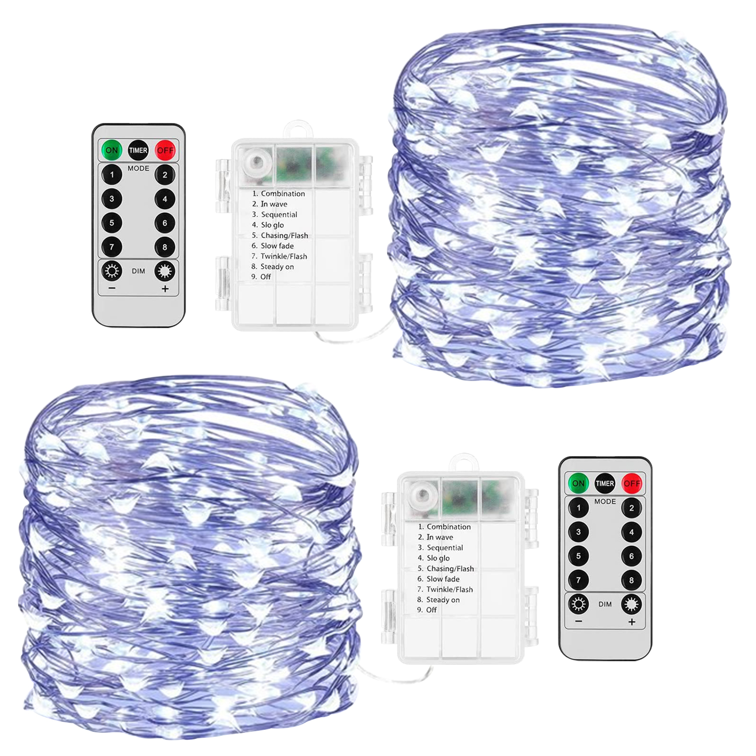 66 ft 100 LED 2Packs Twinkle Star Copper Wire Fairy String Lights with ...