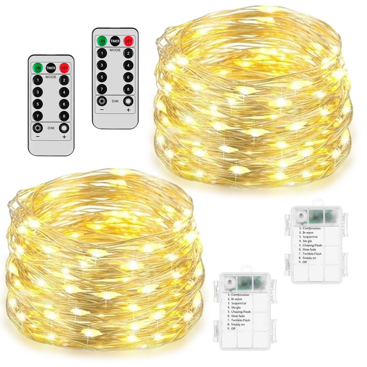 66 ft 200 LED 2Packs Battery Operated String Lights, Starry Fairy ...