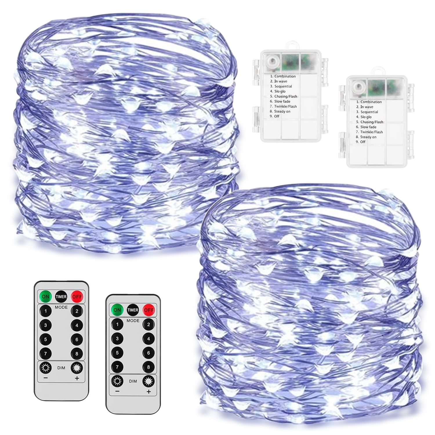 66 ft 200 LED 2Packs Twinkle Star Copper Wire Fairy String Lights with ...
