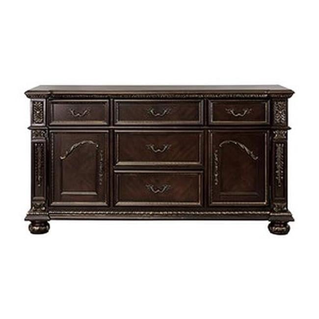 66 in. Finn Classic Wood Sideboard Buffet - Leaf Carved Molded Trim ...