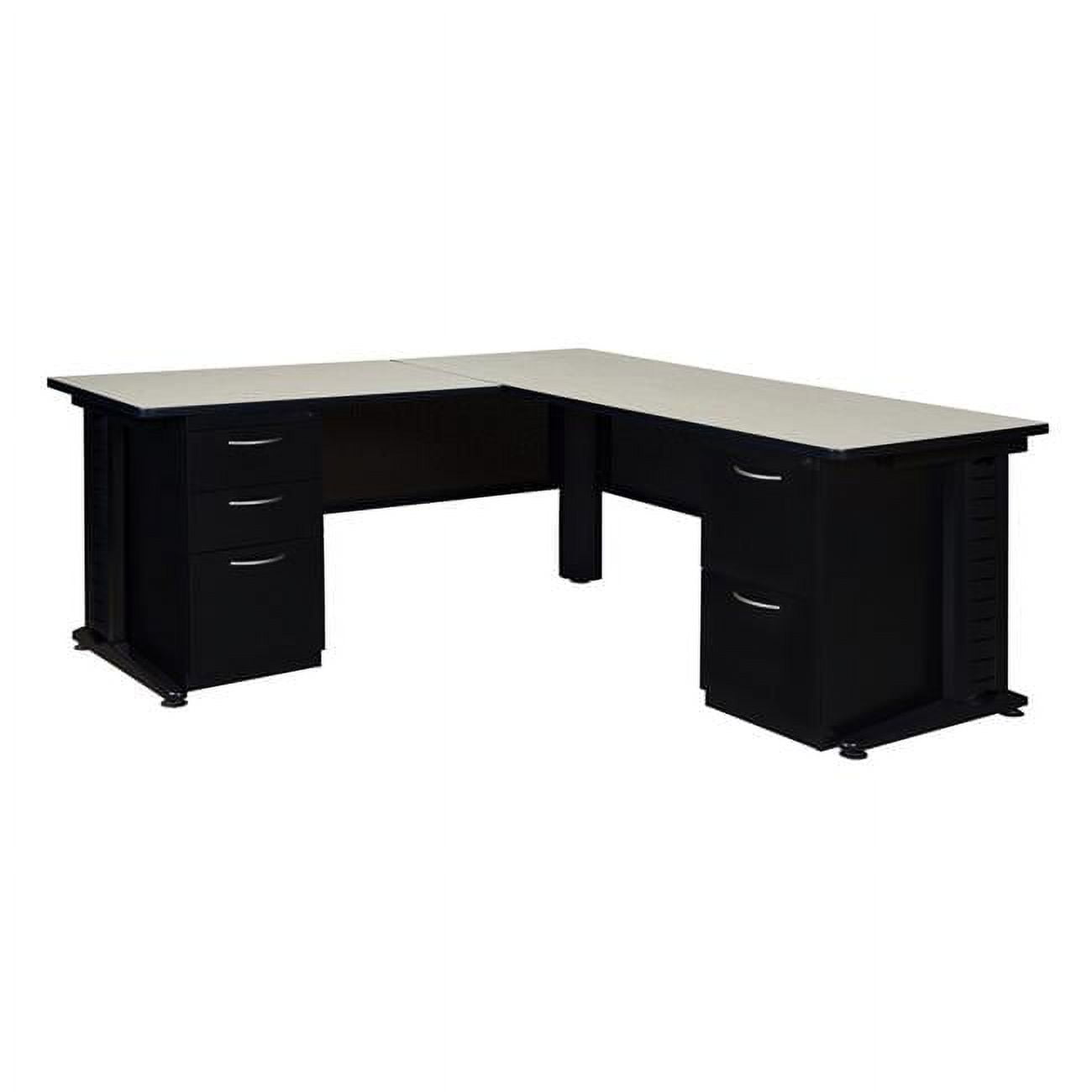 66 in. Fusion Double Pedestal L-Desk with 42 in. Return, Maple ...