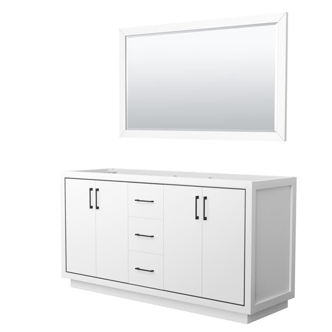 66 in. Icon Double Bathroom Vanity, White, No Countertop, No Sink ...