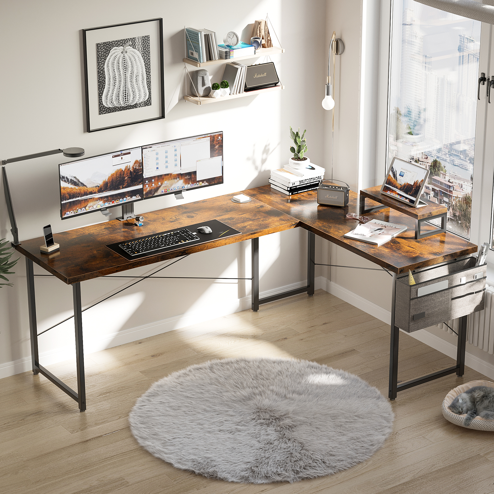 Costway 58''x 47'' L Shaped Corner Computer Desk Home Office ...