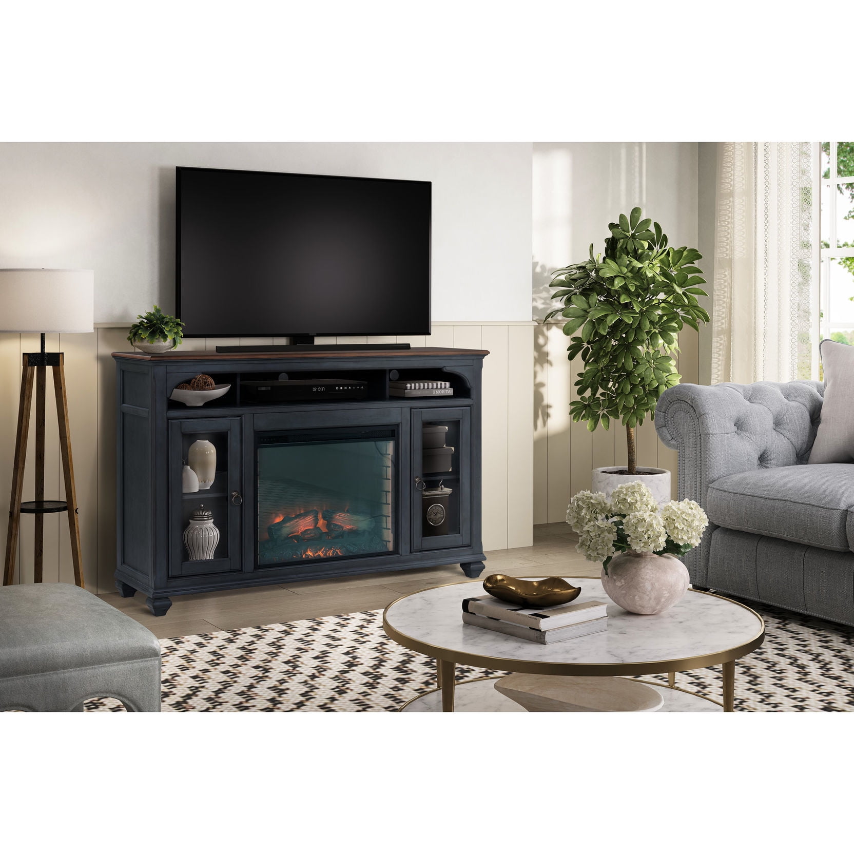 66-inch Product Depth | Fireplace TV Stand with Media Storage Space ...