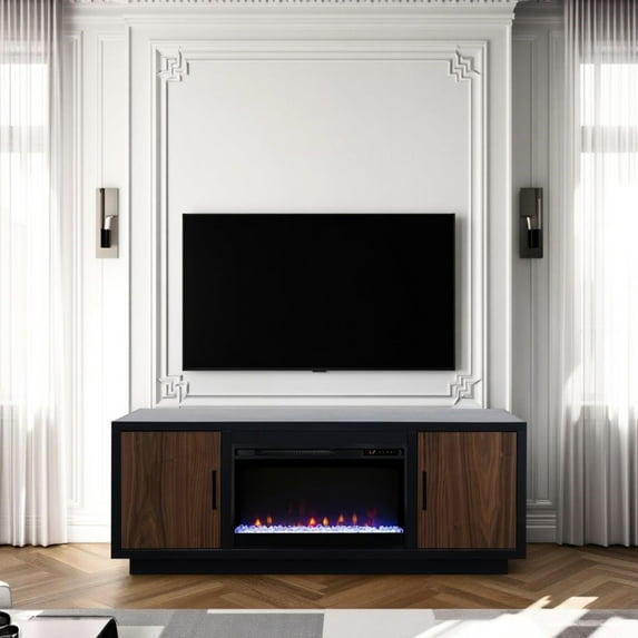 66-inch TV Stand with Electric Fire | Supports Large Screens, Heat up ...