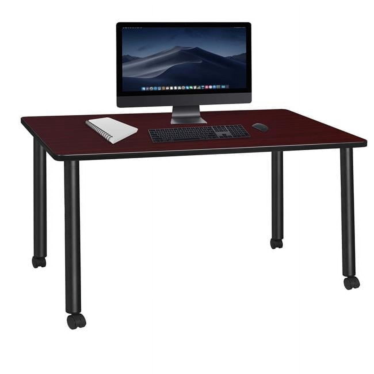 66 x 24 in. Kee Mobile Desk, Mahogany & Black - Walmart.com