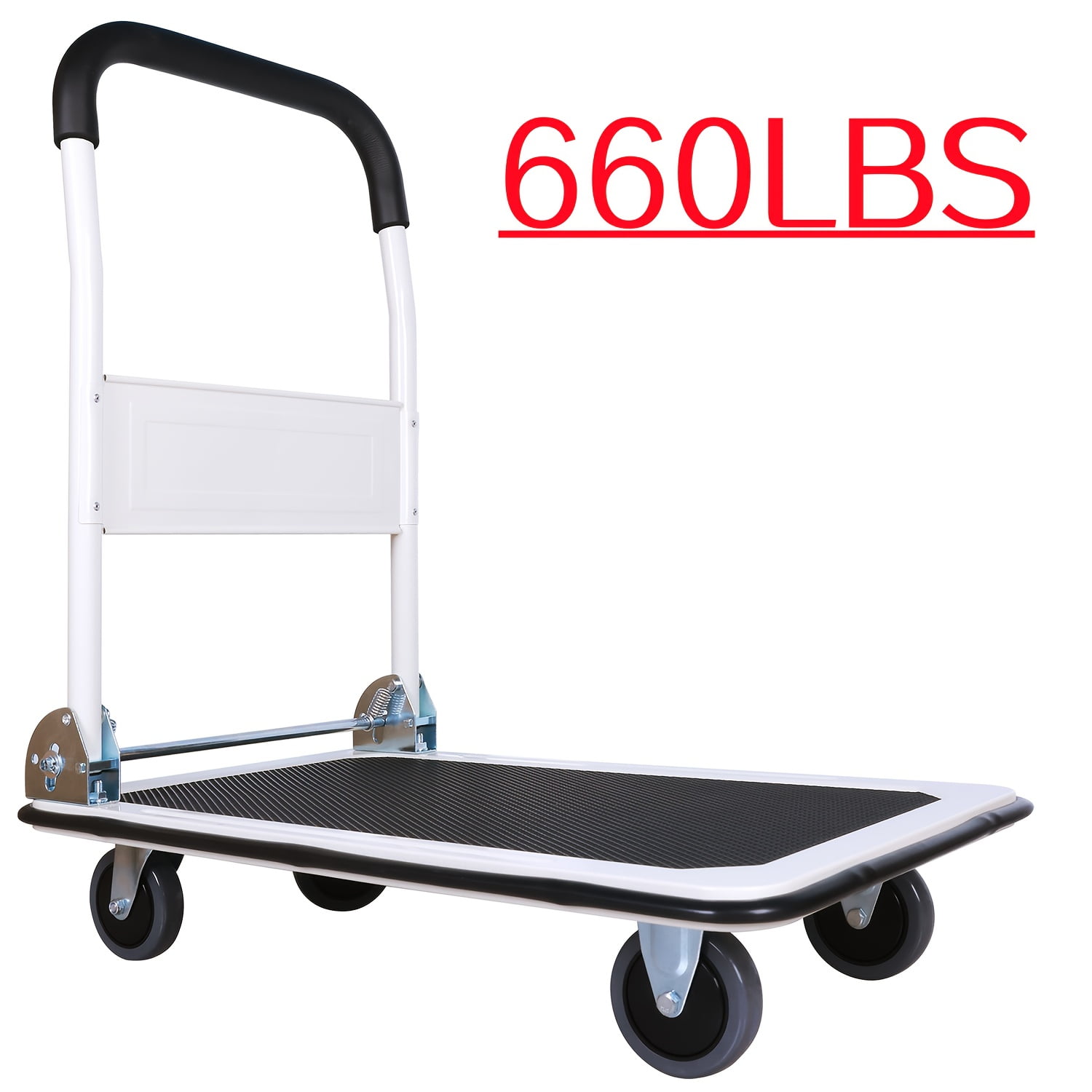 660/330LBS Heavy-Duty Foldable Flatbed Cart with Wide Steel Platform ...