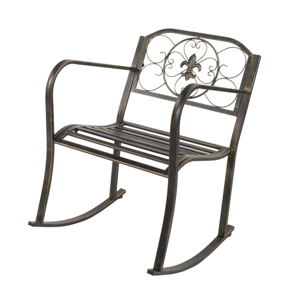 660 LBS Capacity Outdoor Rocking Chair, Heavy Duty Wrought Cast Iron ...