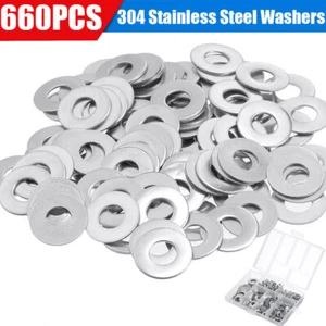 660 Pieces Flat Washer 304 Stainless Steel Washers Assortment Set Value ...