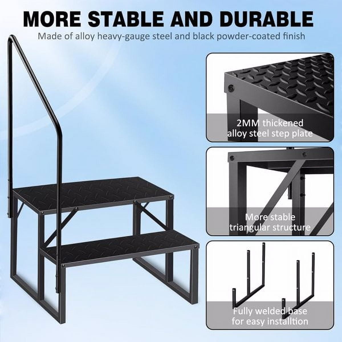 660Lbs Heavy Duty 2-Step RV Ladder with Handrail - Portable Hot Tub ...