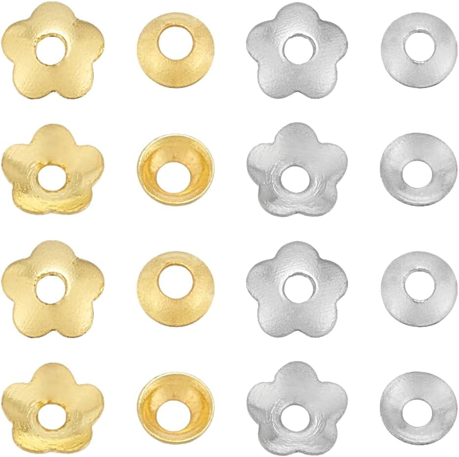 660Pcs Flower Bead Caps 4 Styles Spacer Bead Cones 3mm 4mm Half Round ...