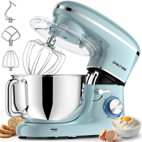 660W 6+P Stand Mixer With 6.5QT Stainless Steel Bowl Dough Hook Wire ...