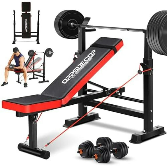 660lbs 6 in 1 Weight Bench Set with Squat Rack, Workout Bench with Leg ...