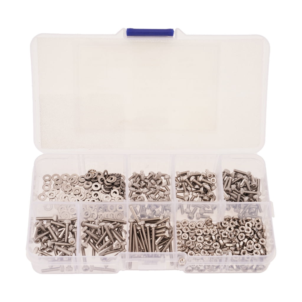 660pcs 2mm Screws Nut & Washers Assortment set Steel Bolt Hexagon ...