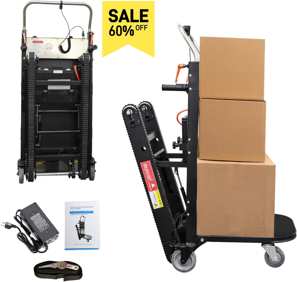 661lb Heavy Duty Electric Stair Climbing Hand Trucks,500W Folding ...