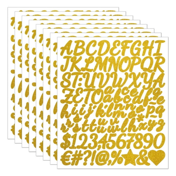 664 PCS Gold Letter Stickers Glitter 8 Sheets Alphabet Number Stickers ...