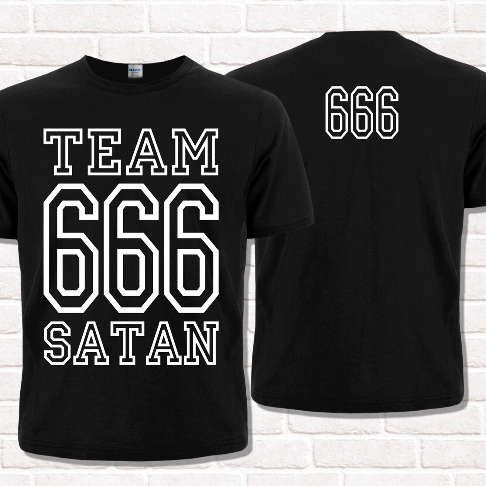 666 Black T-Shirt Team Satan (white print). Baphomet. Occult symbolism ...