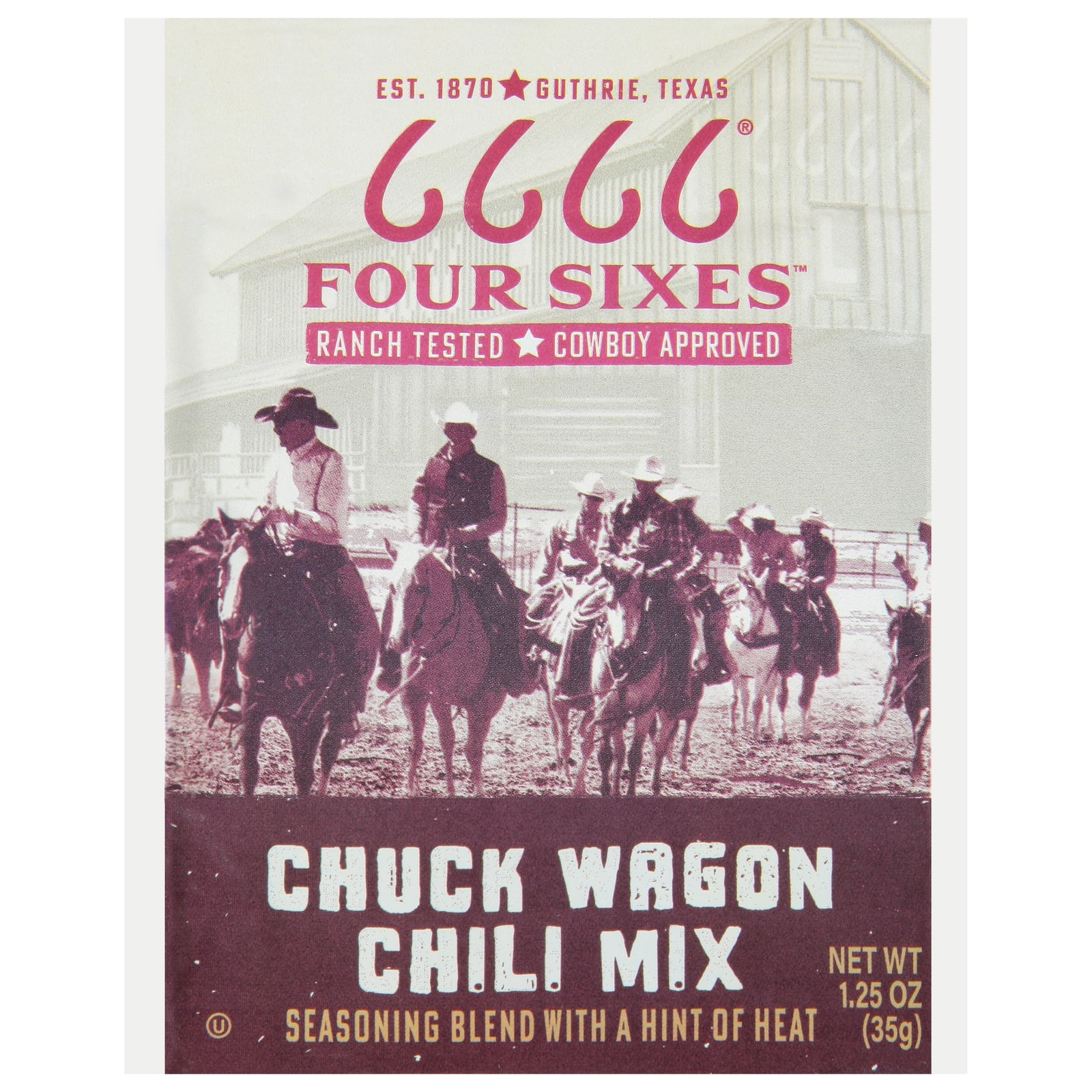 6666 Four Sixes Chuck Wagon Chili Seasoning Mix, 1.25 Ounce (Pack of 12 ...