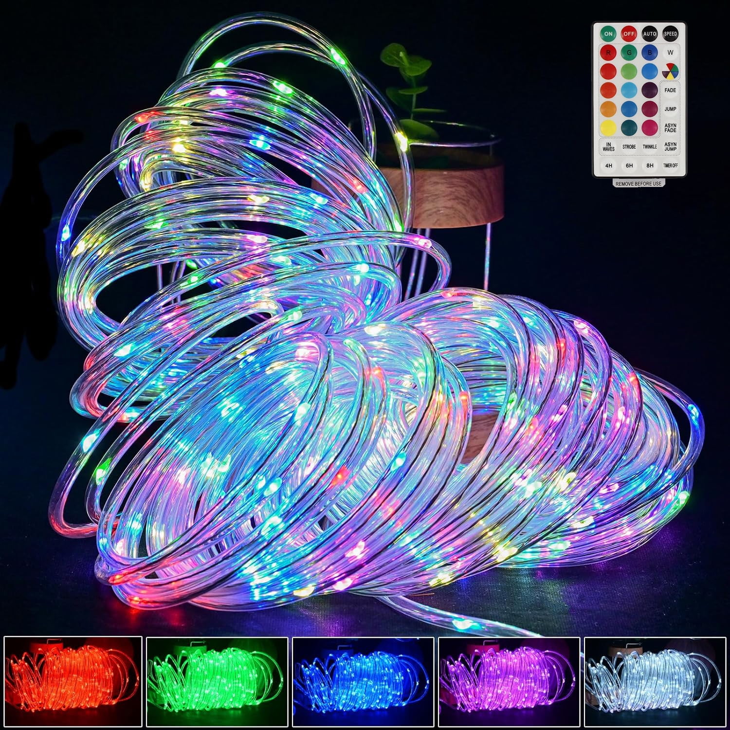 66FT 200 LED Rope Lights Outdoor,16 Colors Changing Outdoor String ...