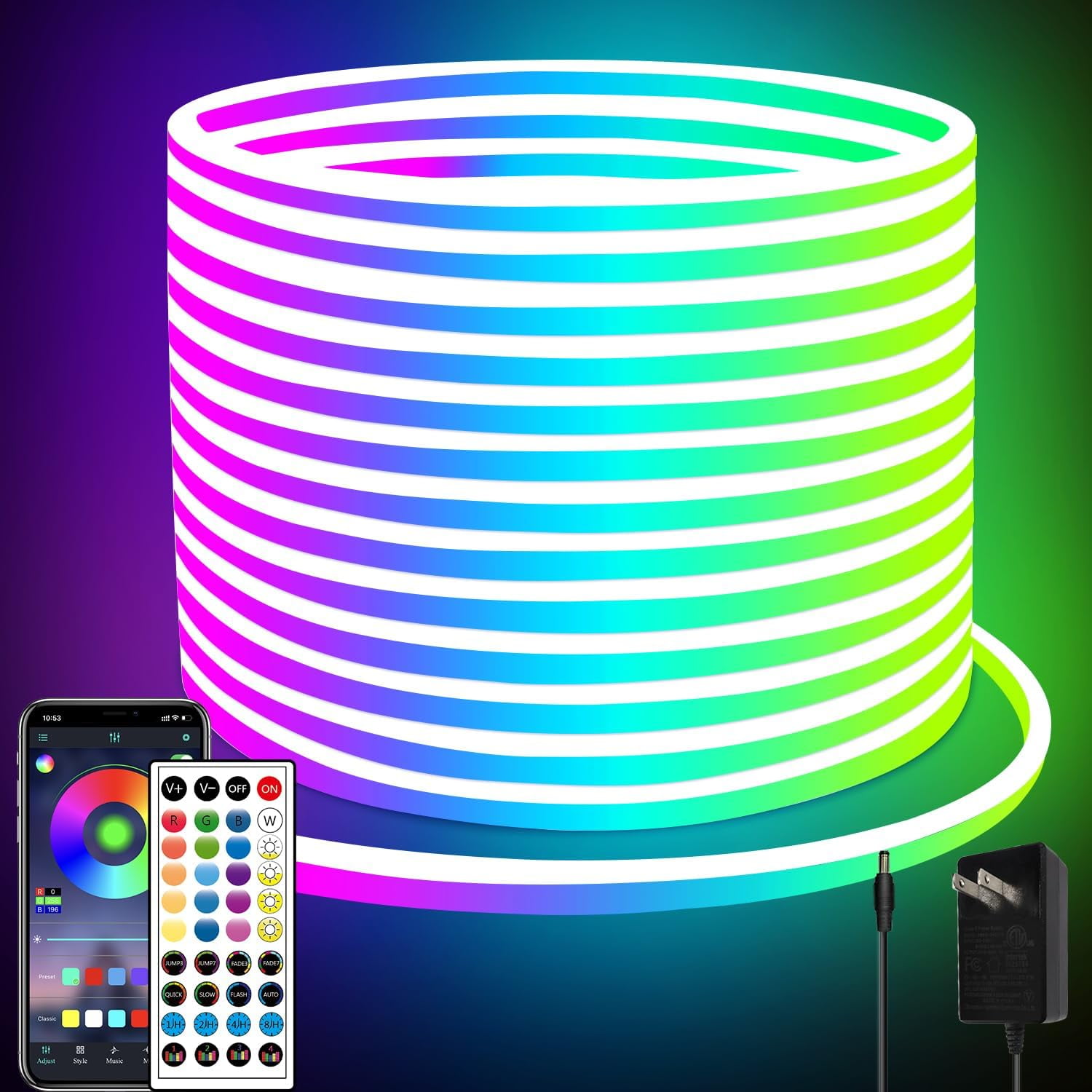66FT Neon LED Rope XIULINs IP65 Waterproof LED XIULINs for Bedroom ...