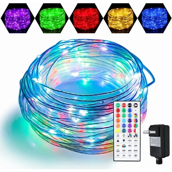 66FT Ultra-Thin LED Rope Lights for Outside, 24 RGB Colors +Warm White ...