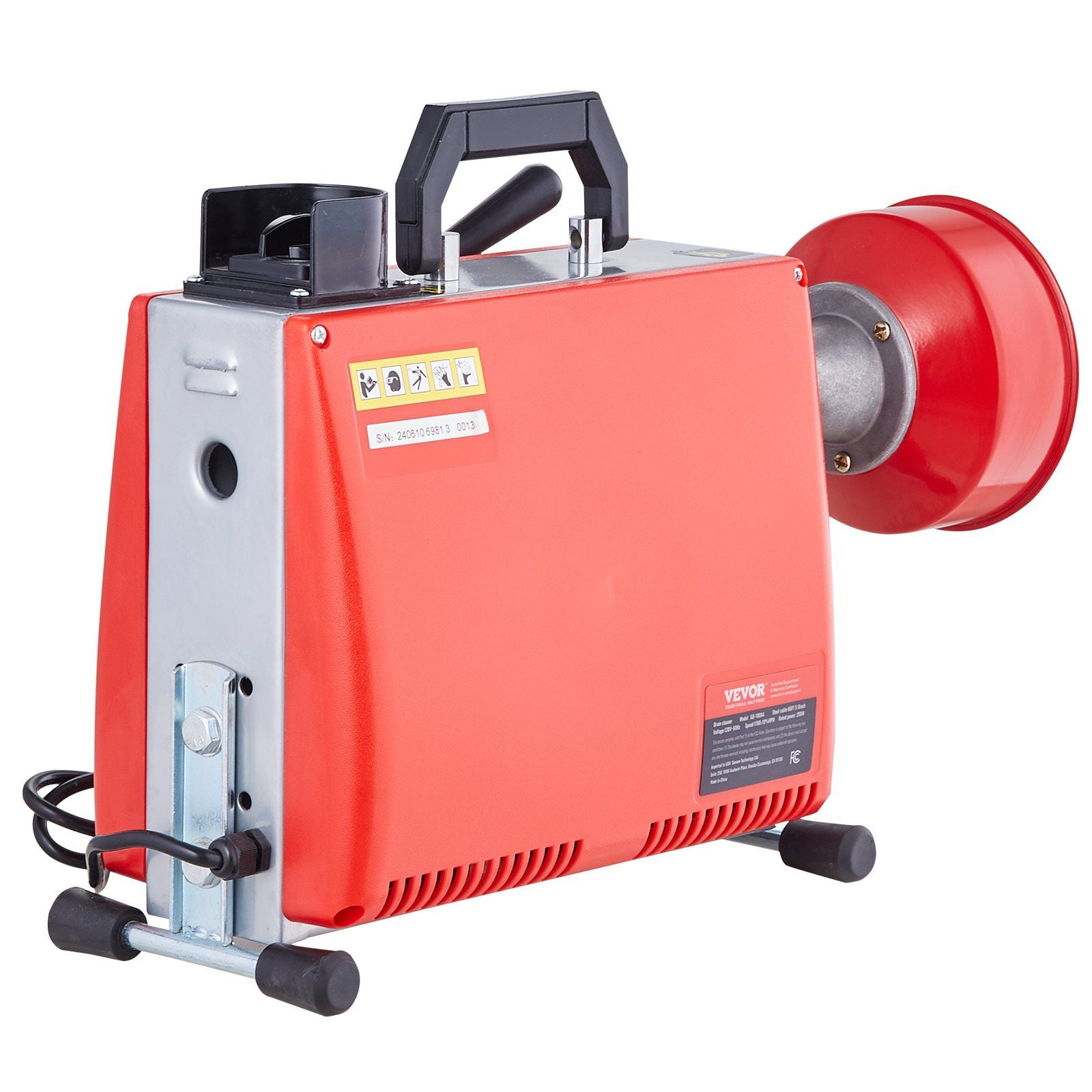 66FT x 5/8" Drain Snake Auger, 250W Sewer Cleaner Machine, Manual Feed ...