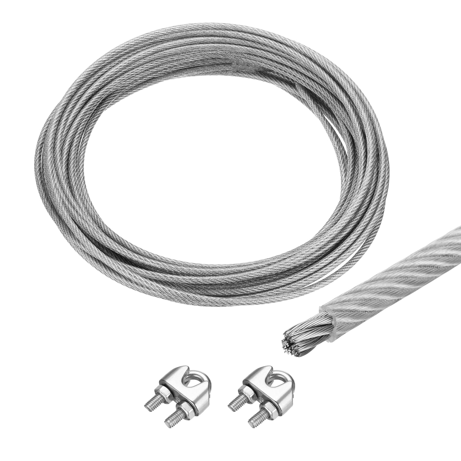 66Ft(20M) Wire Rope 304 Stainless Steel Cable 3/16" (5.0 mm) Vinyl ...