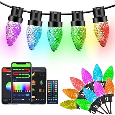 Dynamic C9 Christmas Lights Outdoor RGB, 33Ft 50 LED Smart Christmas ...