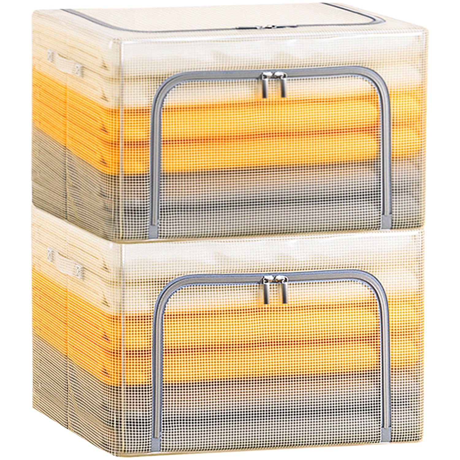 66L Waterproof Transparent Storage Bins Stackable Foldable Steel Frame ...