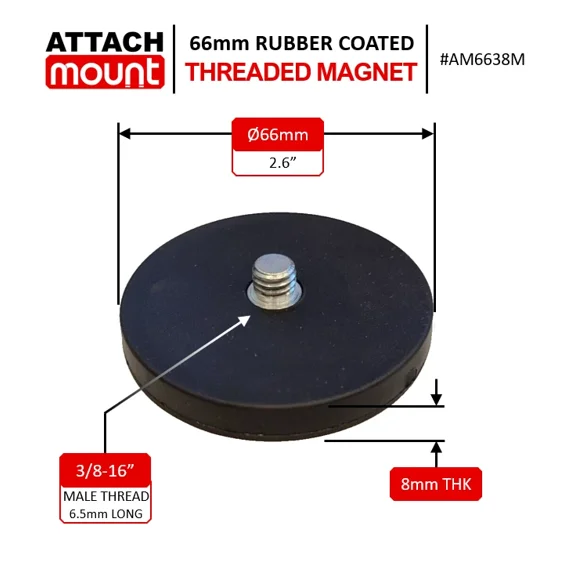 66Mm 3/8-16 Male Threaded Magnet Rubber Coated - Walmart.com