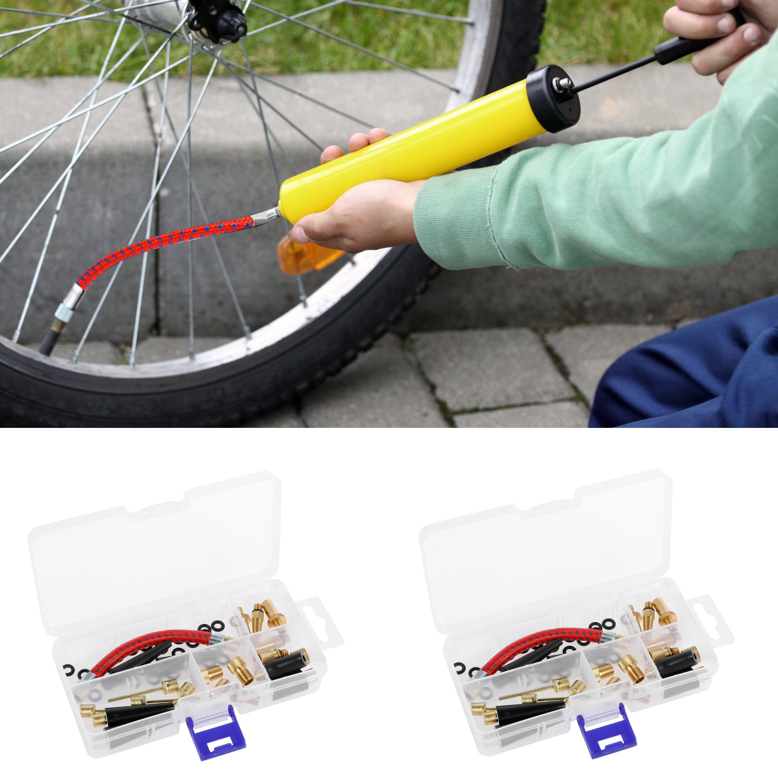 66Pcs Bicycle Valve Adapter Set With Thread Rubber Ring Sealed Valve ...
