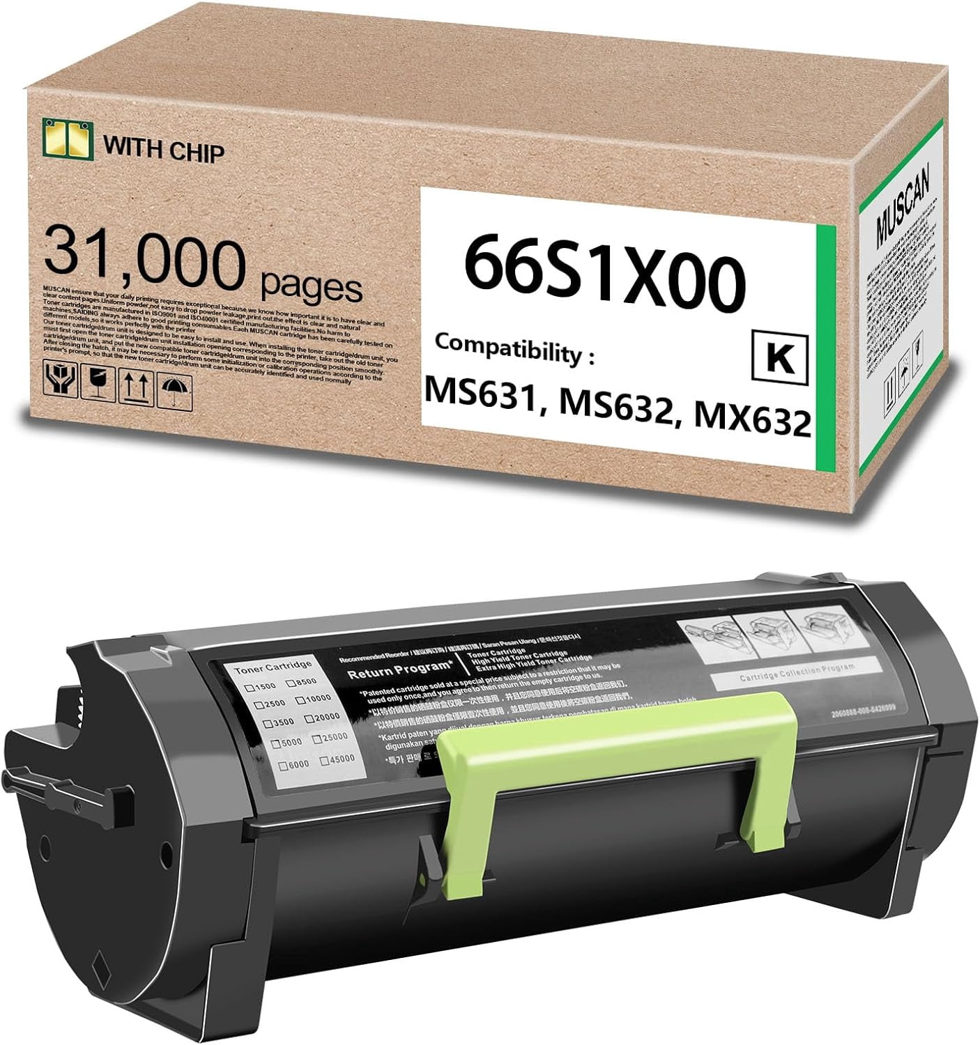 66S1X00 Extra High Yield Toner Cartridge Compatible with MS631 MX632 ...