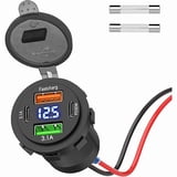 66W 12V USB Outlet, 4 Port Dual PD & Dual Quick Charge 3.0 Car Charger ...