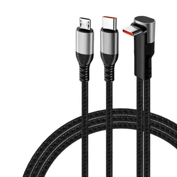 66W 2 in 1 Fast Charging Data Cable With Type C Connectors And Charging ...