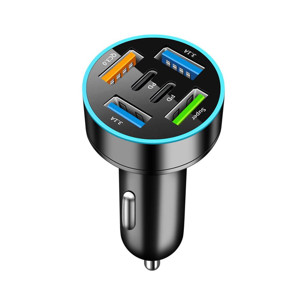 66W Car Charger 4 USB Type C Fast Charging Car Phone Digital D Adapter ...