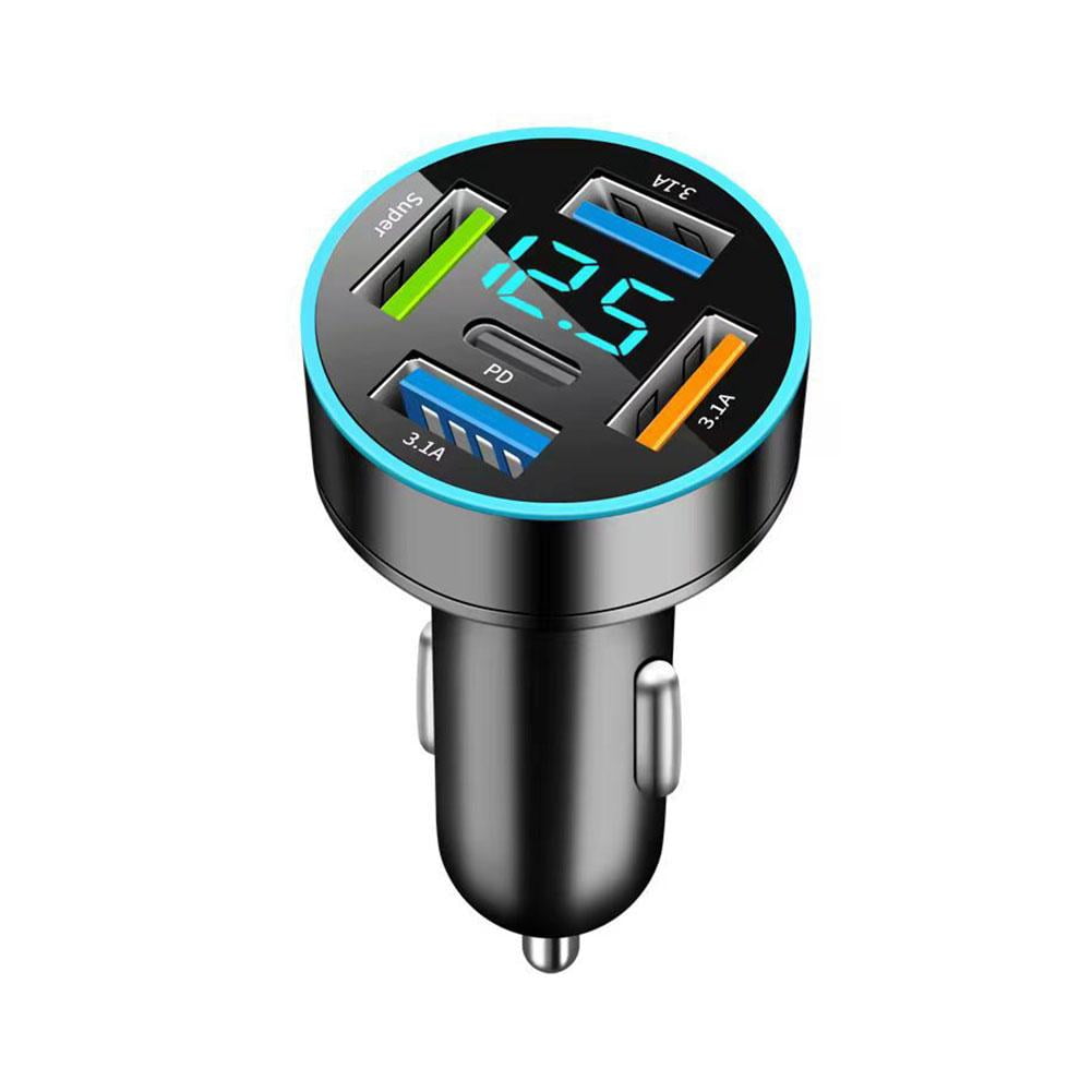 66W Car Charger 4 USB Type C Fast Charging Car Phone Digital D Adapter ...