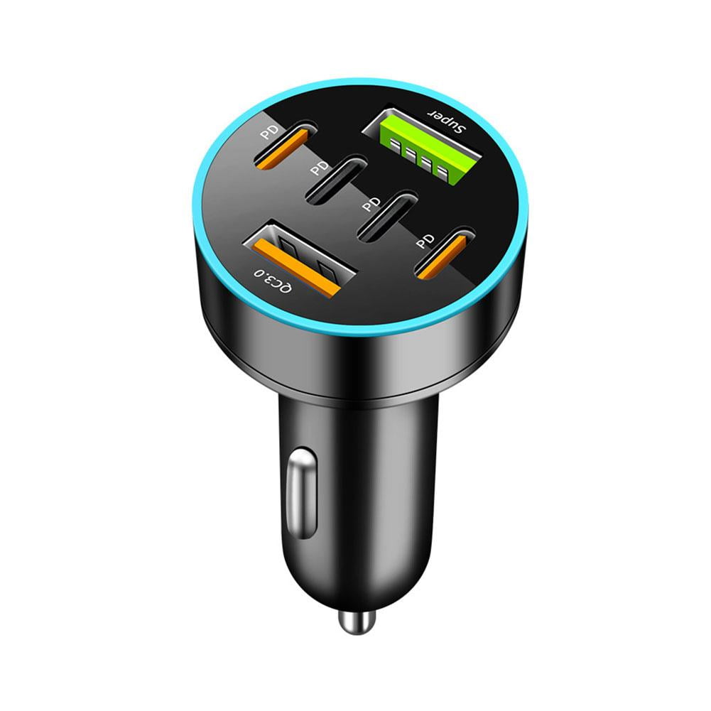 66W Car Charger 4 USB Type C Fast Charging Car Phone K3V7 Adapter ...