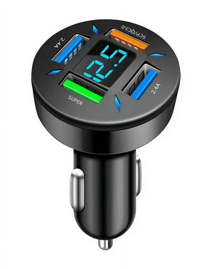 66W Car Charger Adapter, 4-Port USB QC 3.0 Fast Charger with LED ...