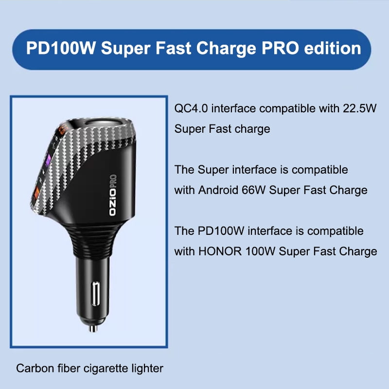 66W Car Charger Adapter Super Fast Charging Expansion Port Converter ...