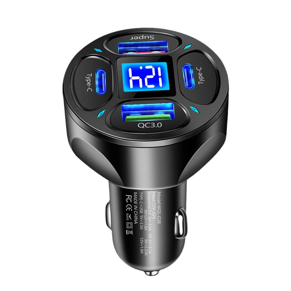 66W Fast Car Charger 2 USB Port + 2 Type C Universal Socket Adapter ...