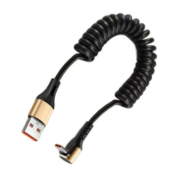 66W Spring Retractable Cable 25cm Angled Connector Fast Charging for ...