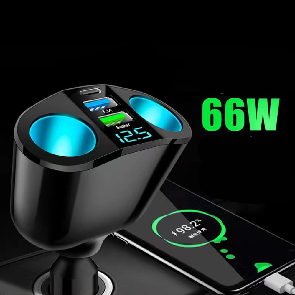 66W Super Car Charger 12V/24V Dual USB Power Adapter Car Socket Auto ...