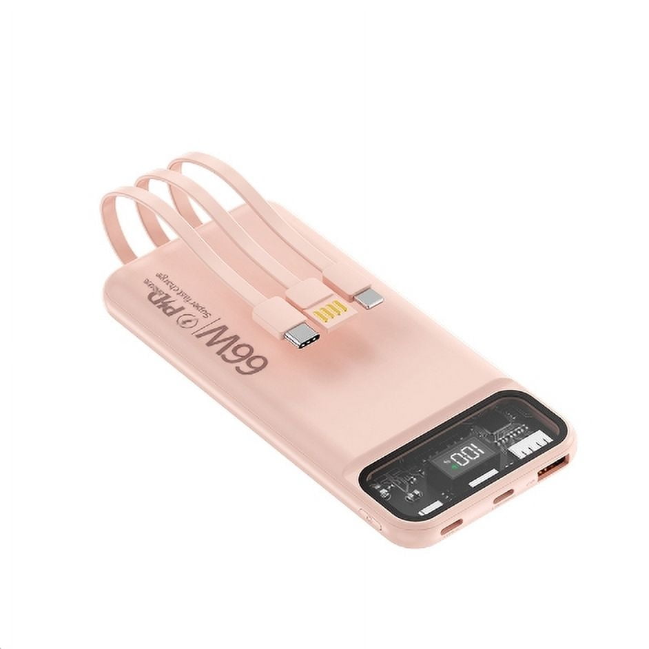 66W Super Fast Charging Power Bank with 20000mAh Built-in Cable and ...