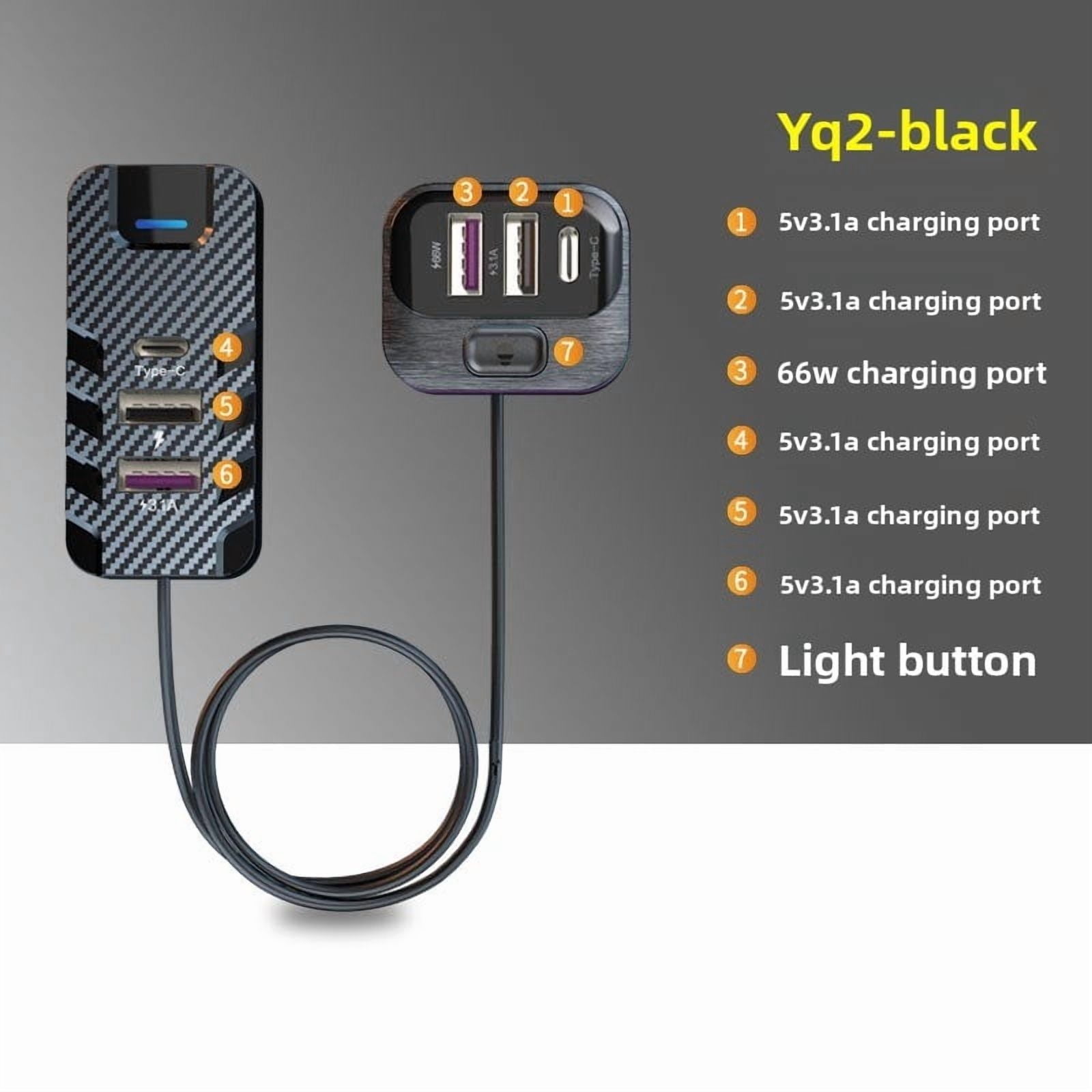 66W USB C Car Charger Multi Port Fast Charging Adapter with Cable for ...