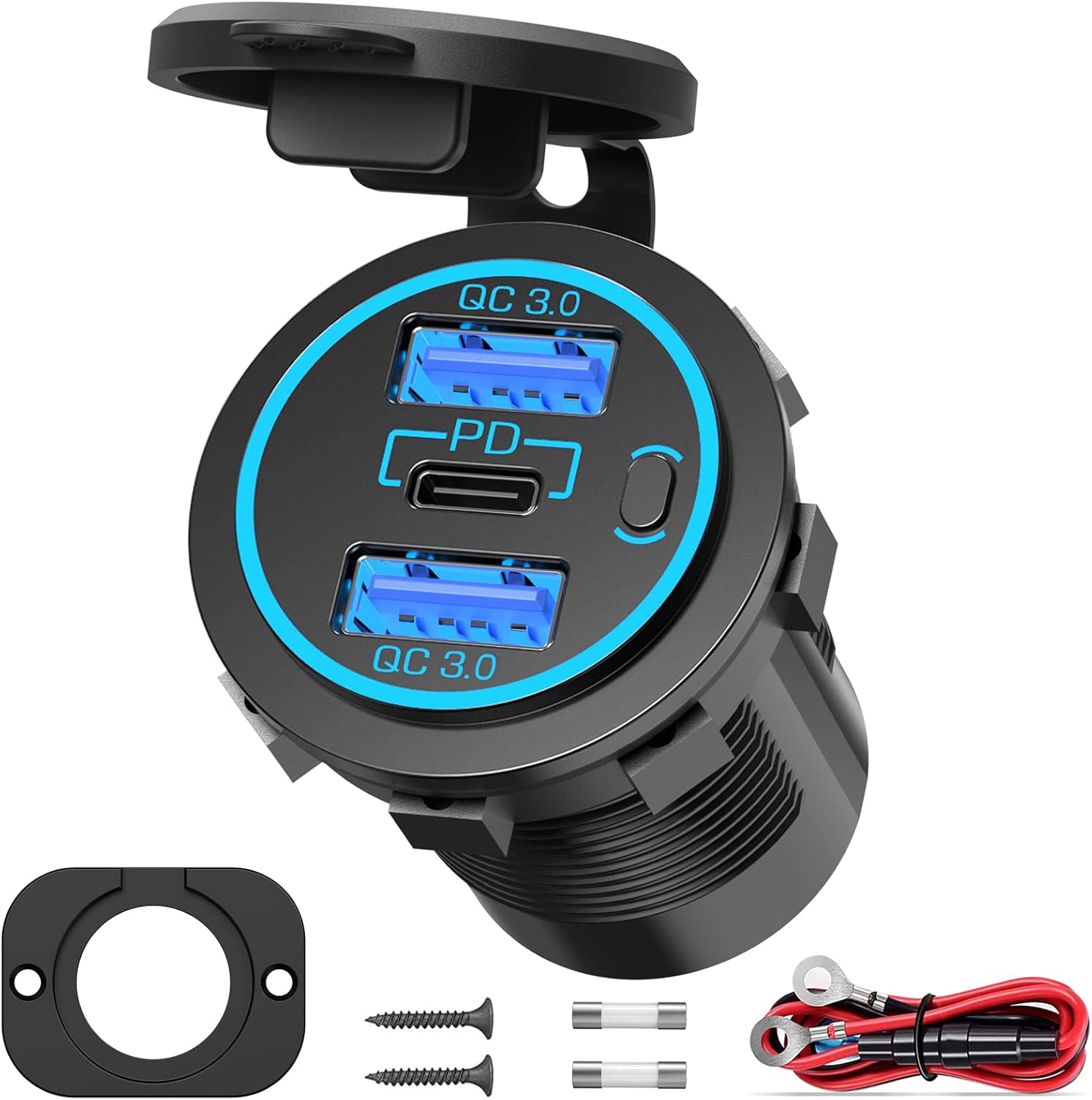 66W USB-C Car Charger Socket】This 12V USB Socket is longer than others, which means it has a ...