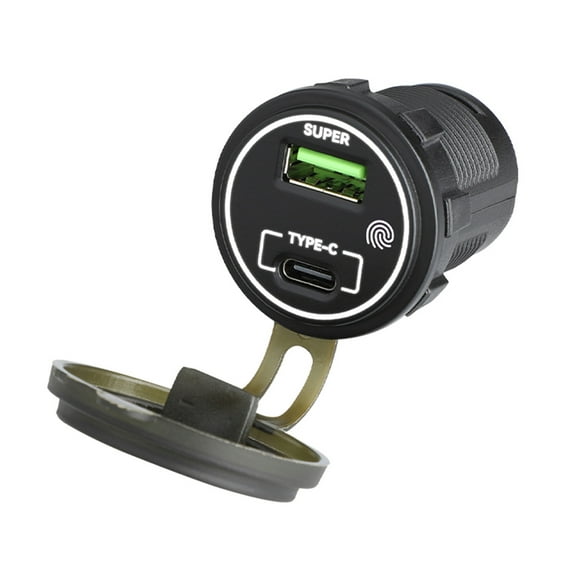 66W USB Type C and USB Car Charging Adapter with Touch Switches and LED ...