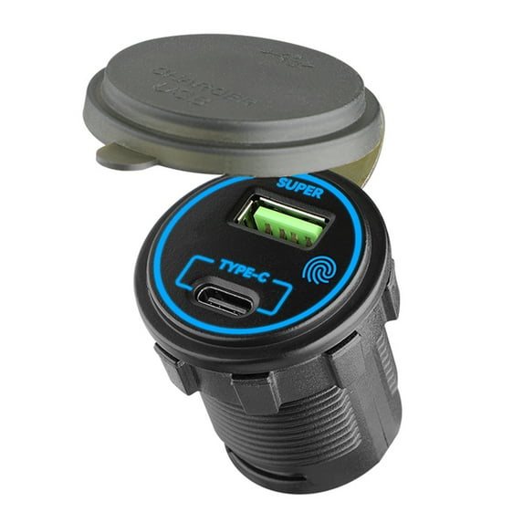 66W USB Type C and USB Car Charging Adapter with Touch Switches and LED ...