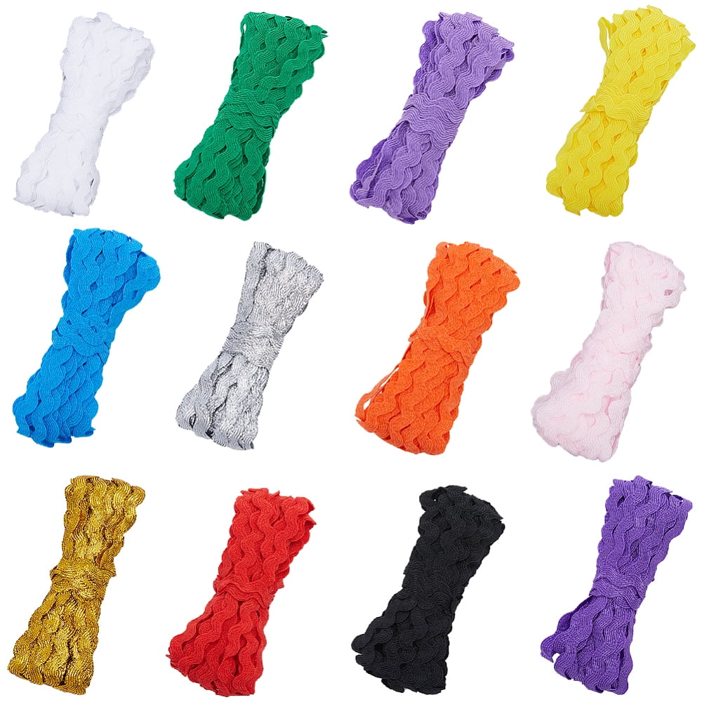66Yds 12 Colors Wave Bending Fringe Trim RIC Rac 3/16 Inch-3/8 Inch ...