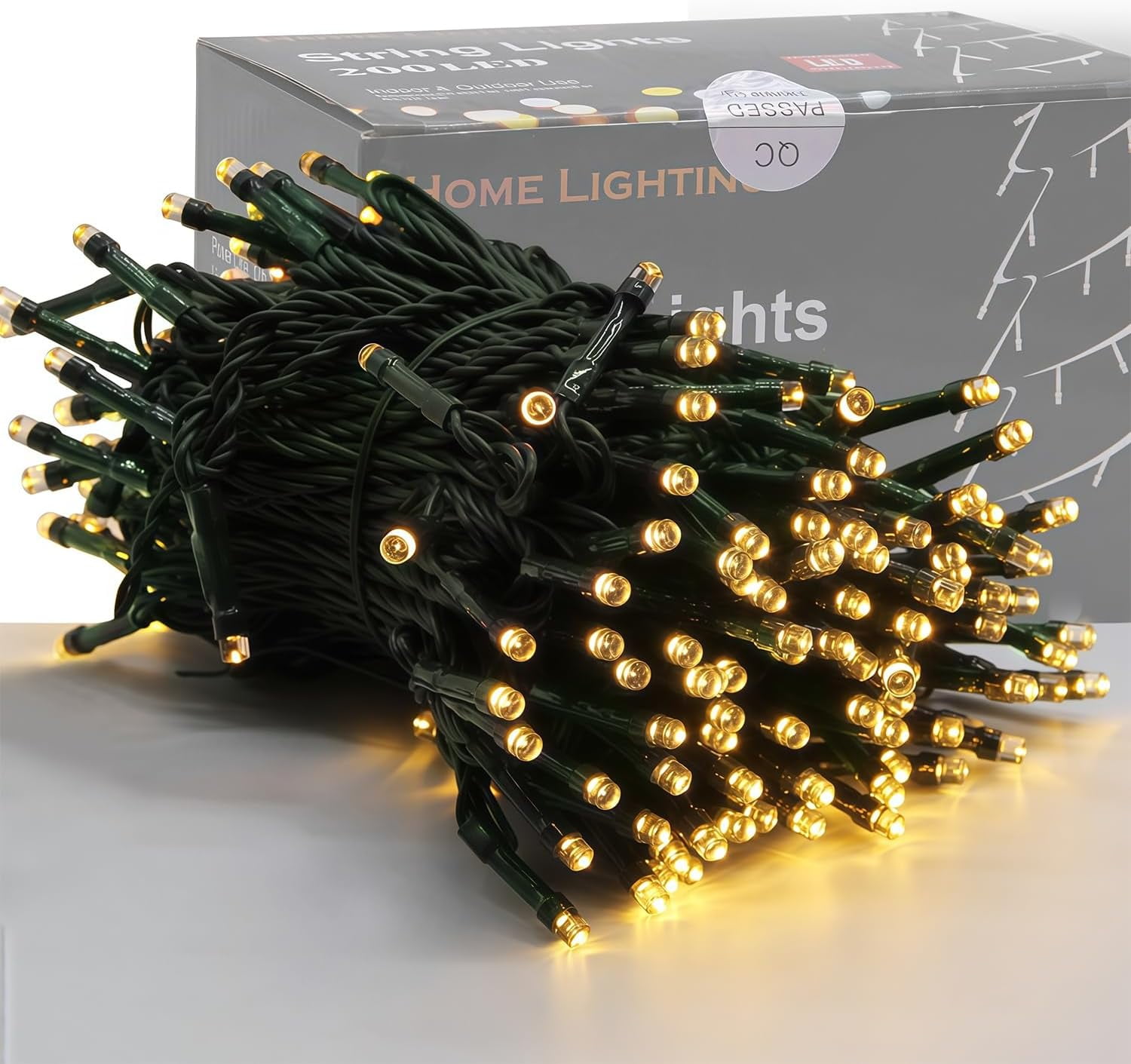 66ft Christmas Decorative Mini Lights, 200 LED Green Wire Fairy Starry ...